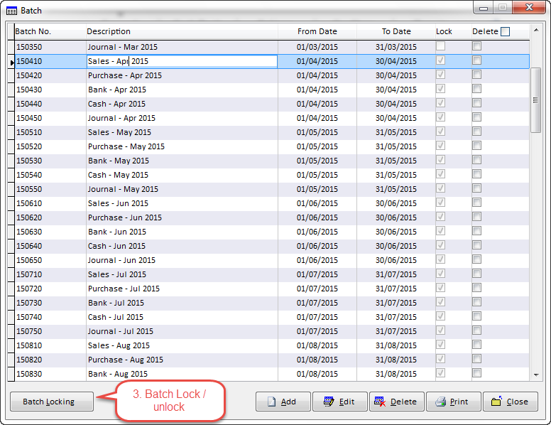 GSTT150 Batch Lock - How to unlock batch - Batch -> Batch Locking - A ...